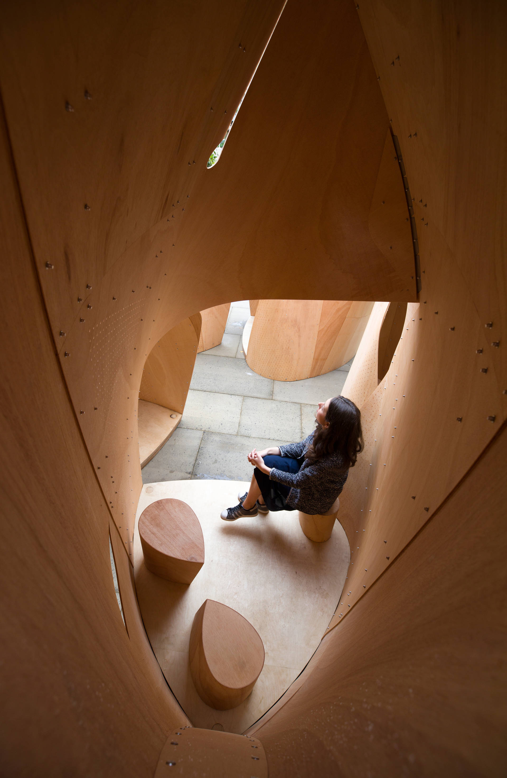 Garden installation: Plywood ice-skating shelters · V&A