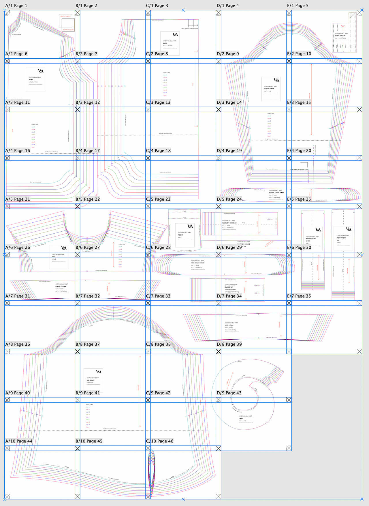 Customisable shirt pattern – print layouts · V&A